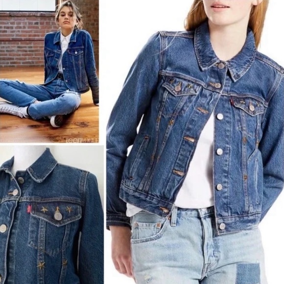 Levi's | Jackets & Coats | Levis Star Studded Denim Trucker Jacket ...